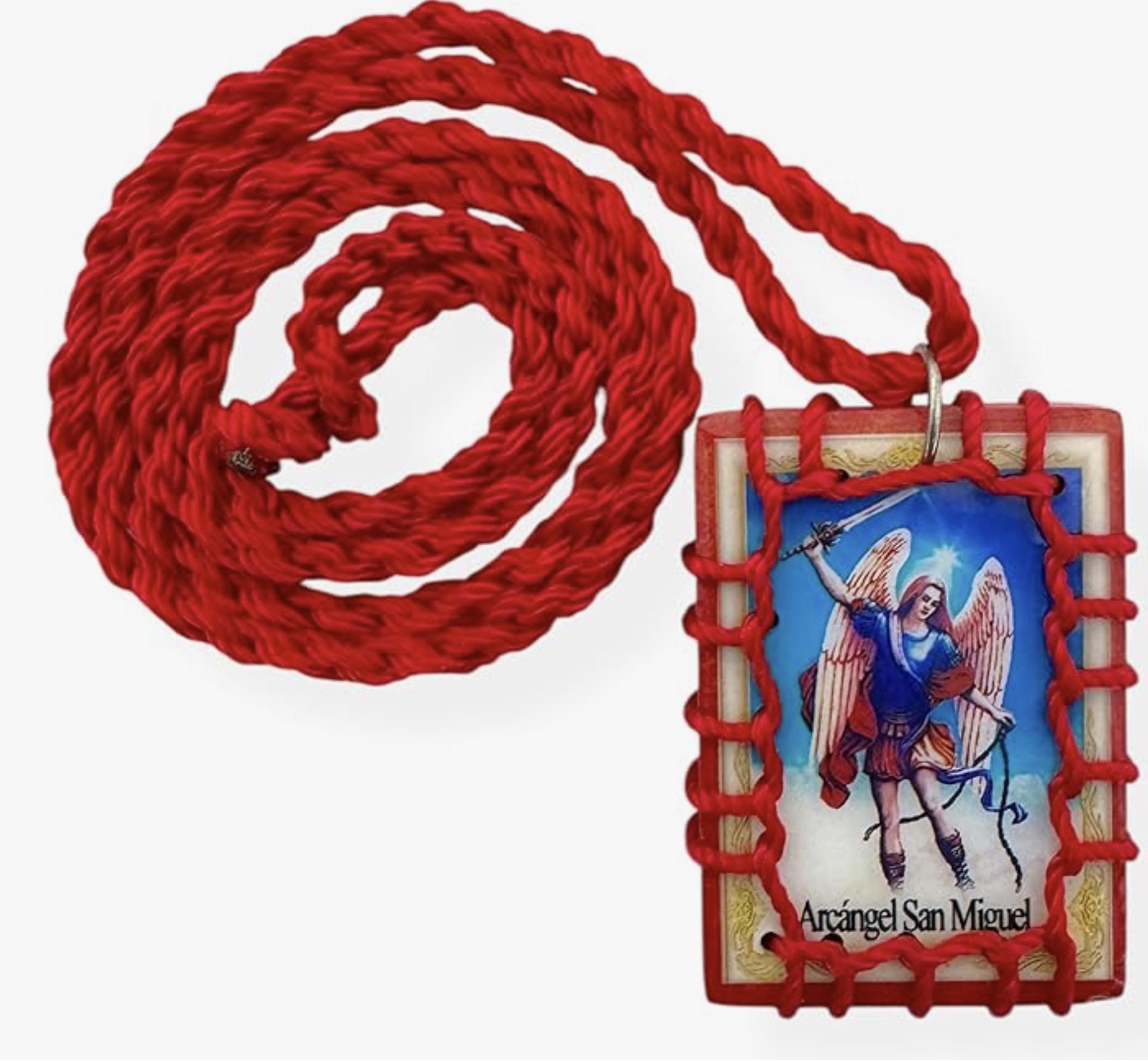 St. Michael Archangel Red Wooden Scapular Necklace Religious Christian ...