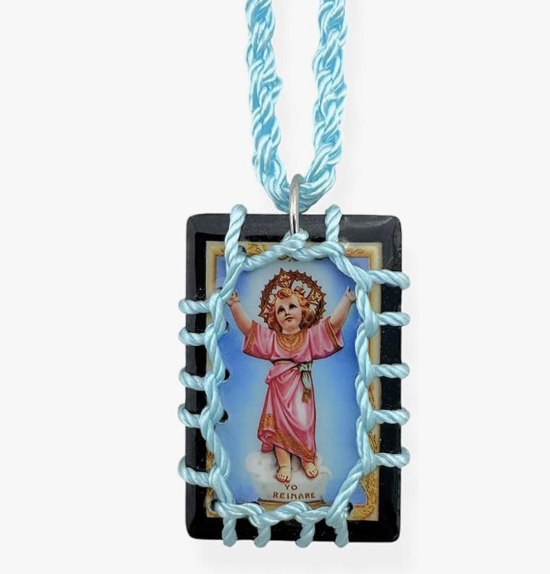 Holy Divine Child Jesus Blue Wooden Scapular Necklace Escapulario ...