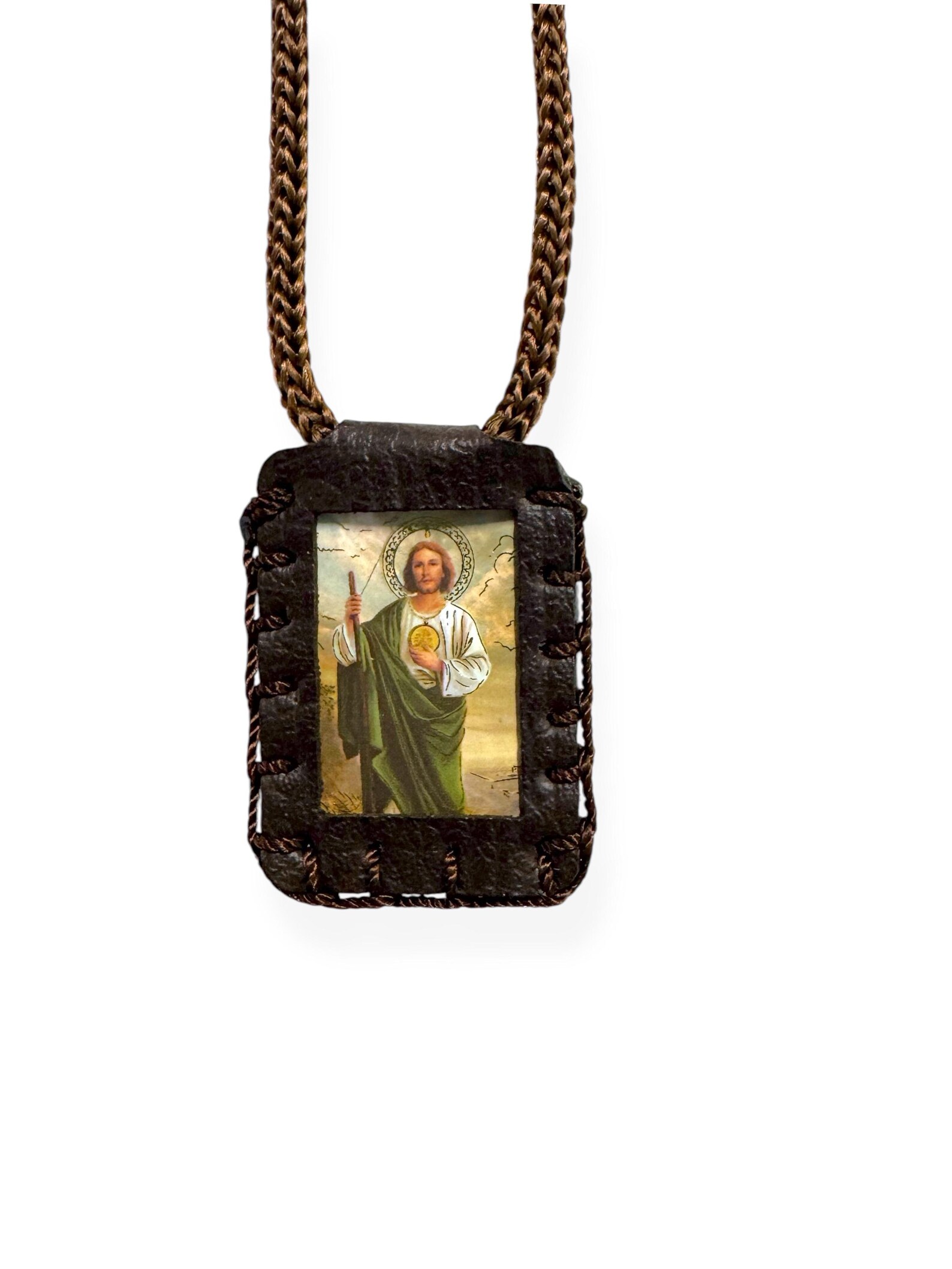 St. Jude Thaddeus Brown Scapular Necklace Escapulario Collar De San ...