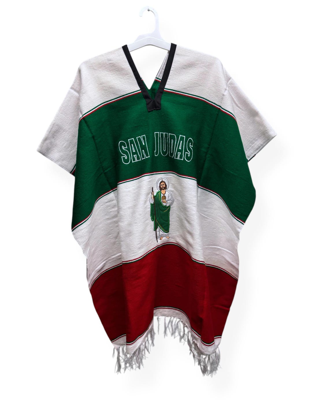 Mexico Tricolor Poncho Zerape With St. Jude Thaddeus Design San Judas ...