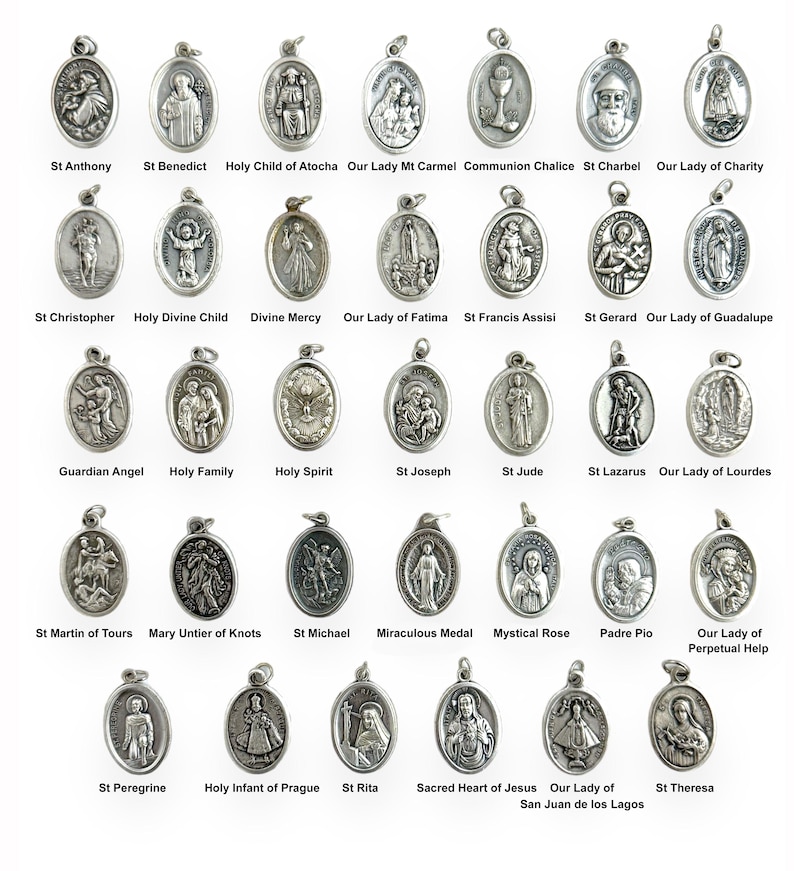 Catholic Saints Medals & Black String Necklace Set St Jude St Michael ...