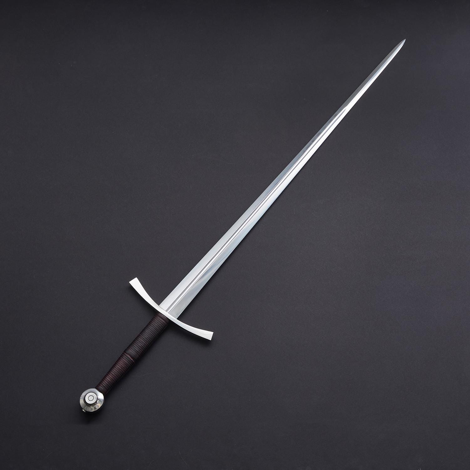 Hand-forged Medieval Longsword Replica: 46" Spring Steel Display Sword ...