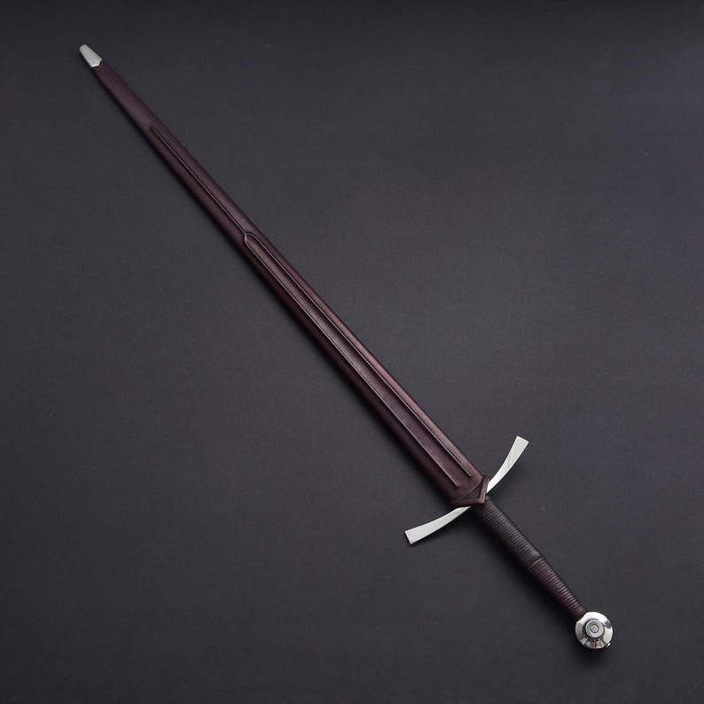 Hand-forged Medieval Longsword Replica: 46" Spring Steel Display Sword ...