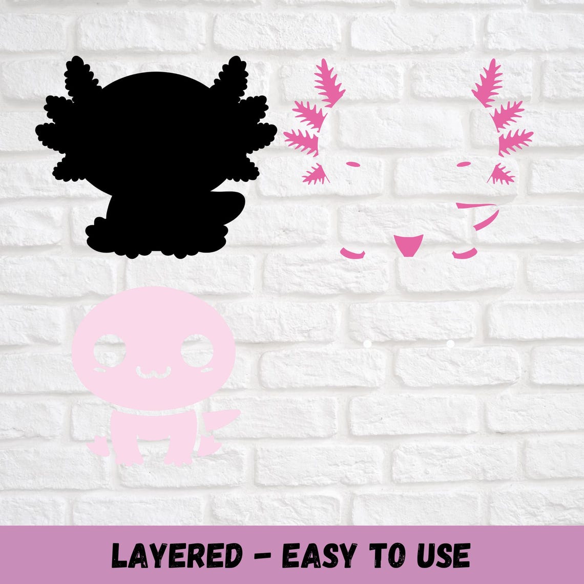 Axolotl SVG, Axolotl PNG, süßes Axolotl, Layered SVG-Schnittdatei für ...