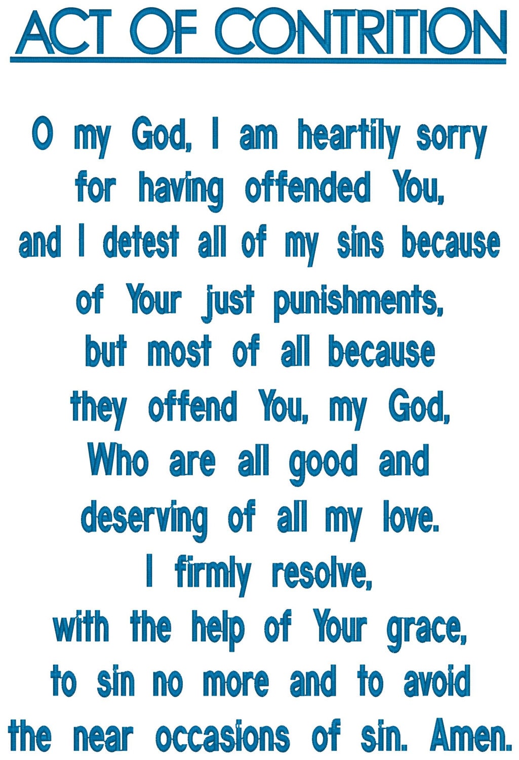 Act of Contrition Machine Embroidery Design - Etsy