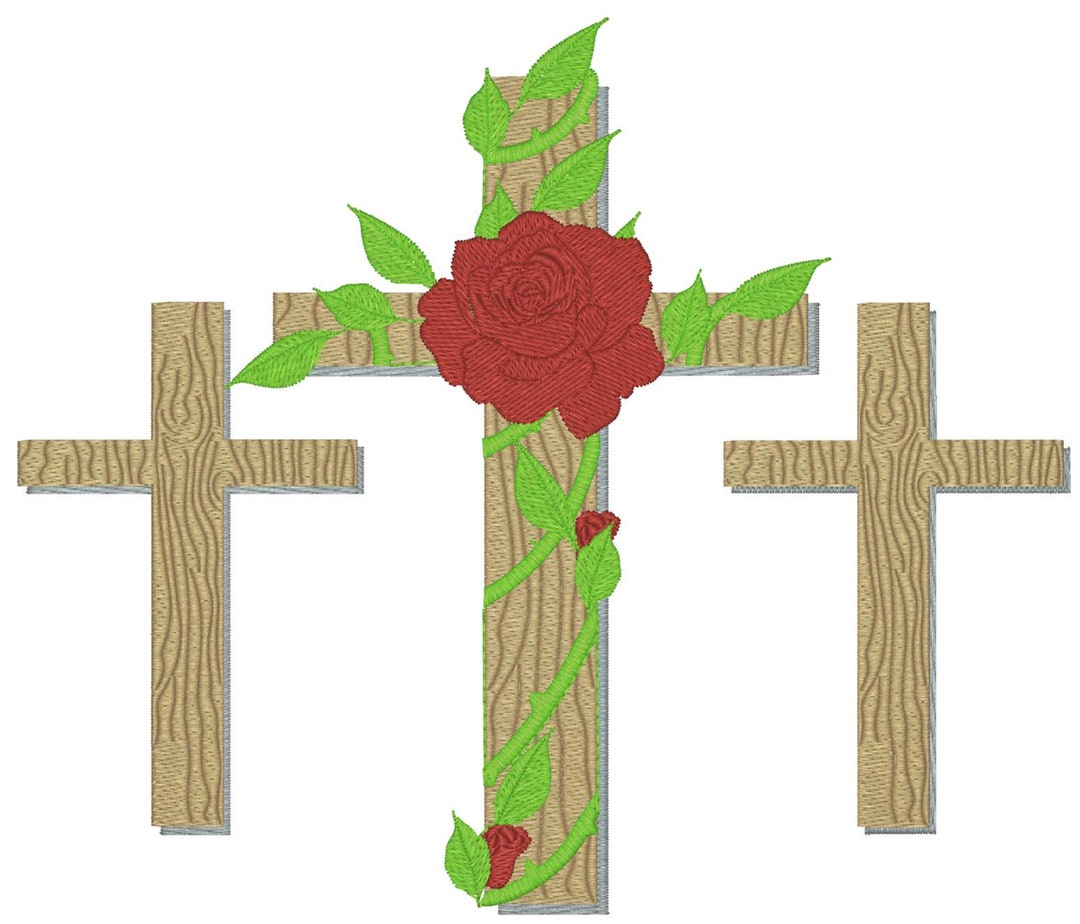 Floral Cross Embroidery Machine Design - Etsy