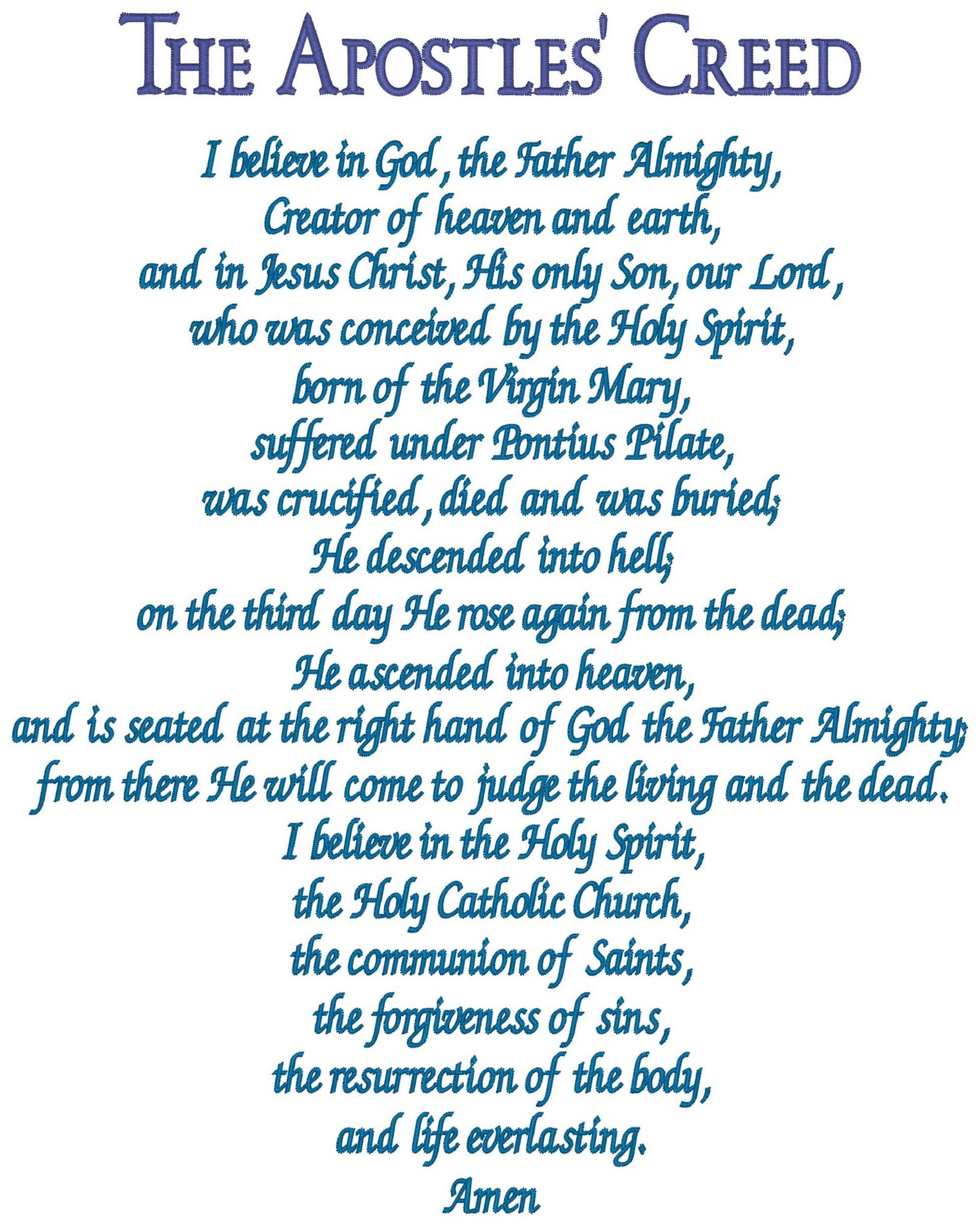 Apostles Creed Embroidery Machine Design - Etsy