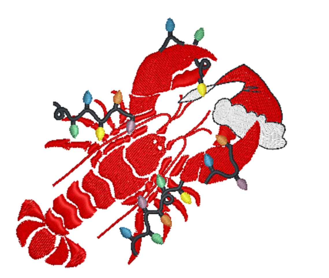 Christmas Crawfish Embroidery Machine Design - Etsy