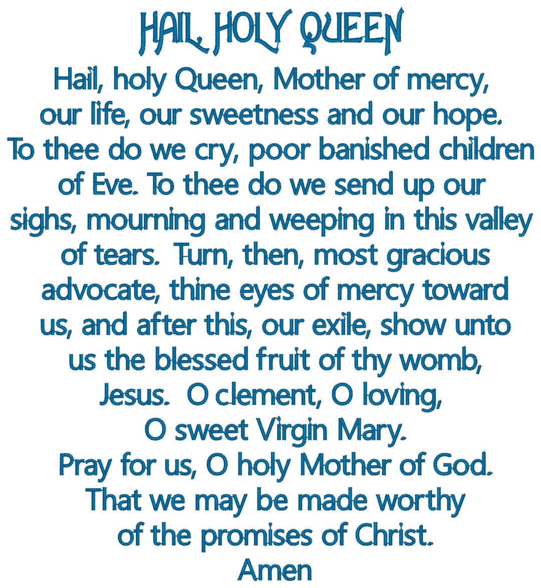 Hail Holy Queen Embroidery Machine Design - Etsy