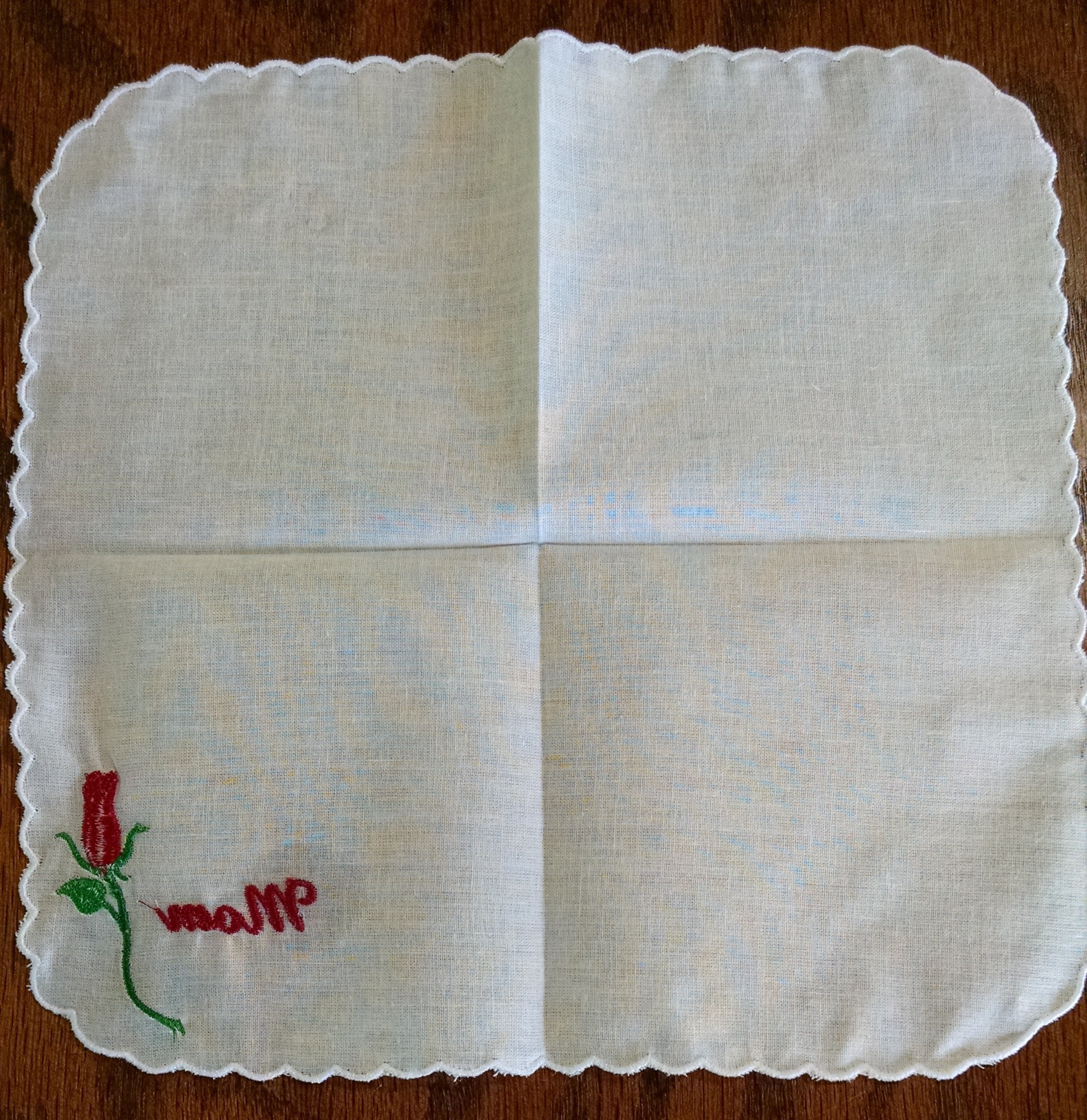 Red Rose Mom Embroidered Handkerchief - Etsy