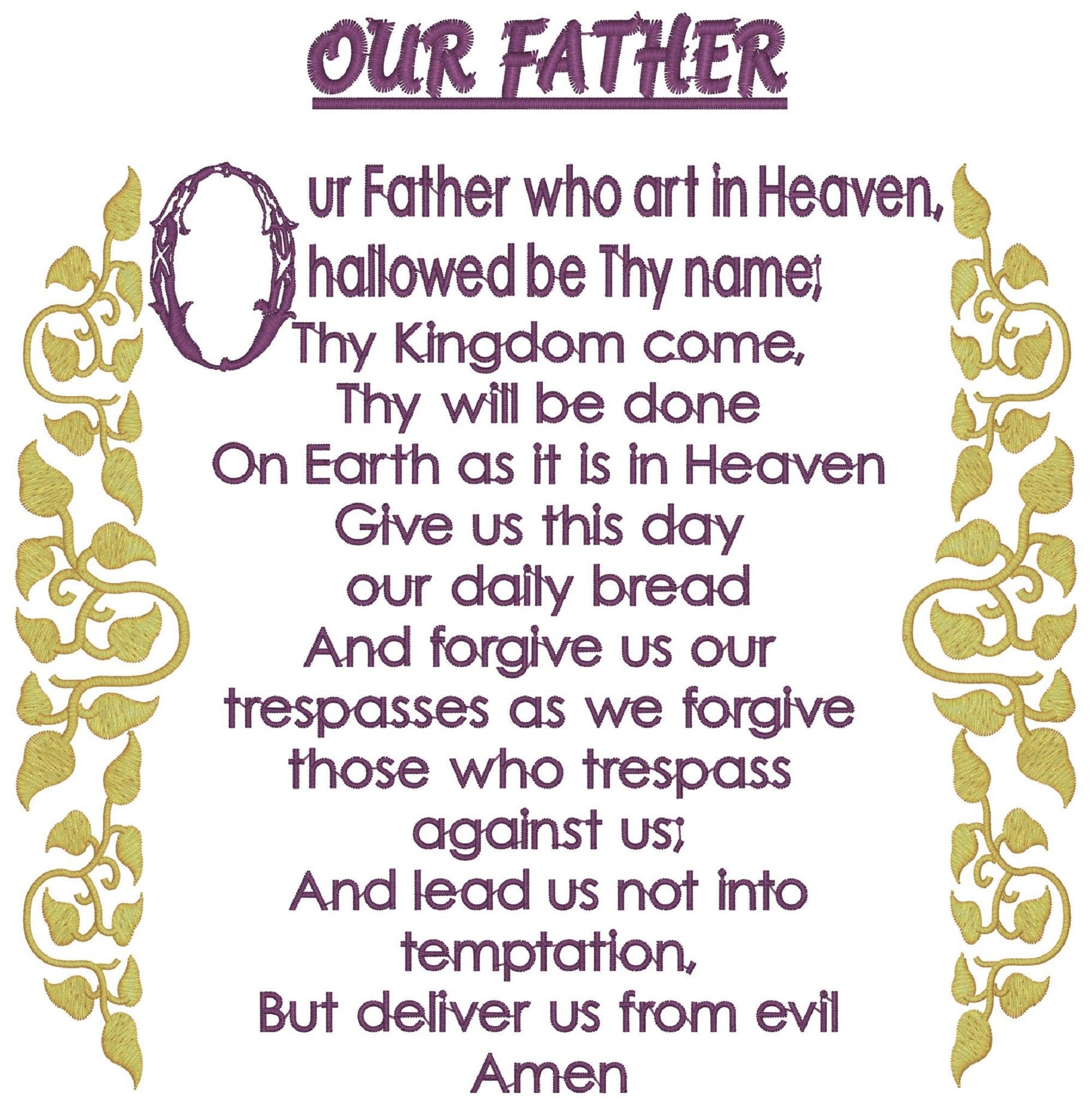 Our Father Prayer (catholic) Embroidery Machine Design - Etsy