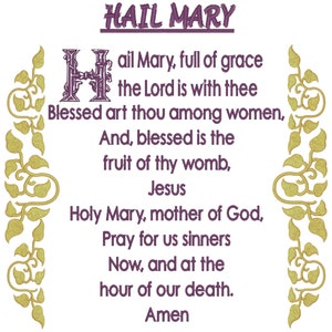 Hail Mary Embroidery Machine Design - Etsy