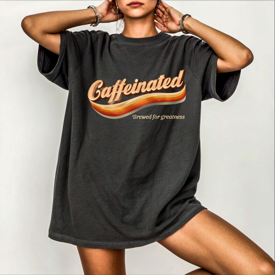 Retro Caffeinated T-shirt, Vintage Coffee Lover Tee, Gift for Baristas ...