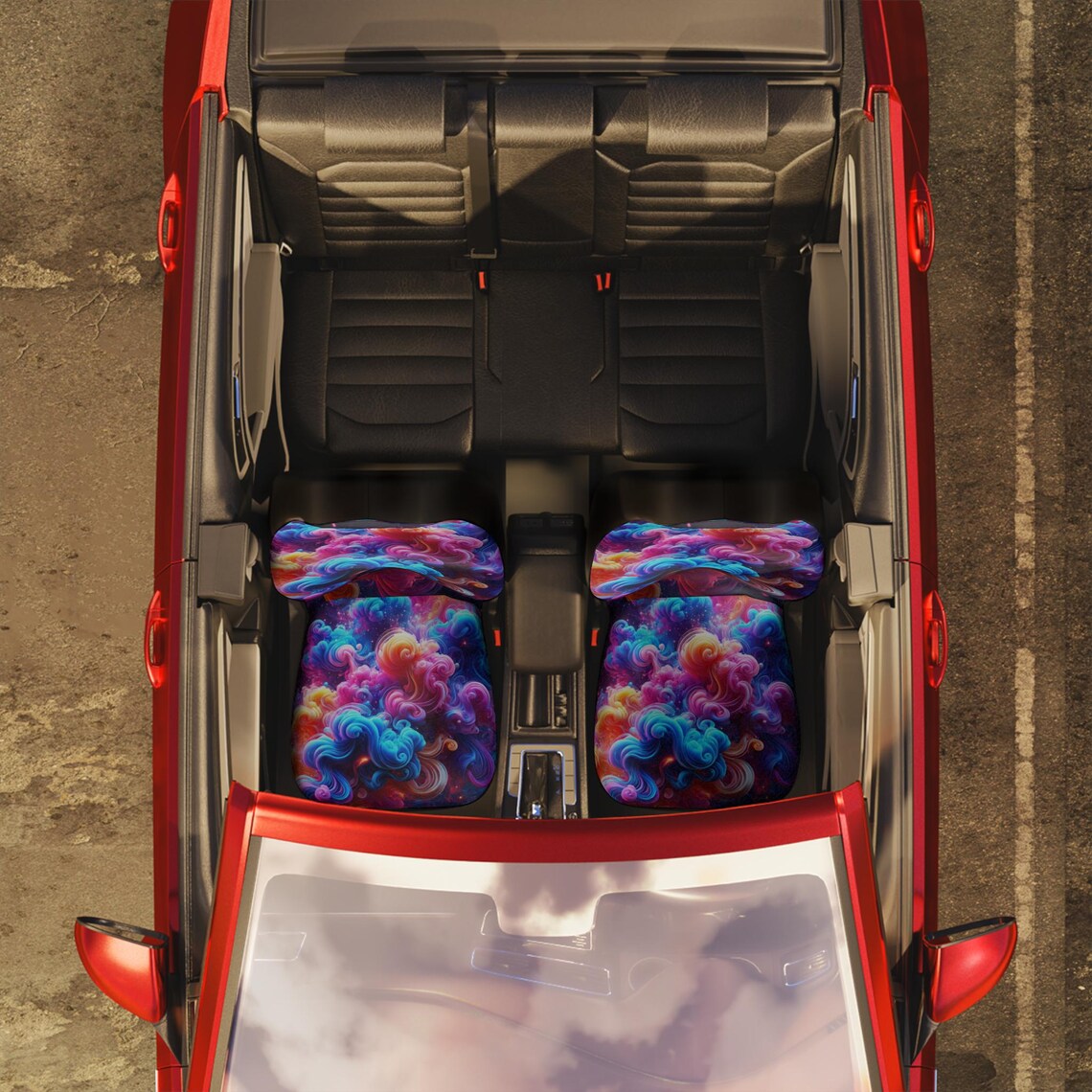 Smoke Bloom Car Seat Covers, Colorful Vehicle Accessories, Rainbow Auto ...