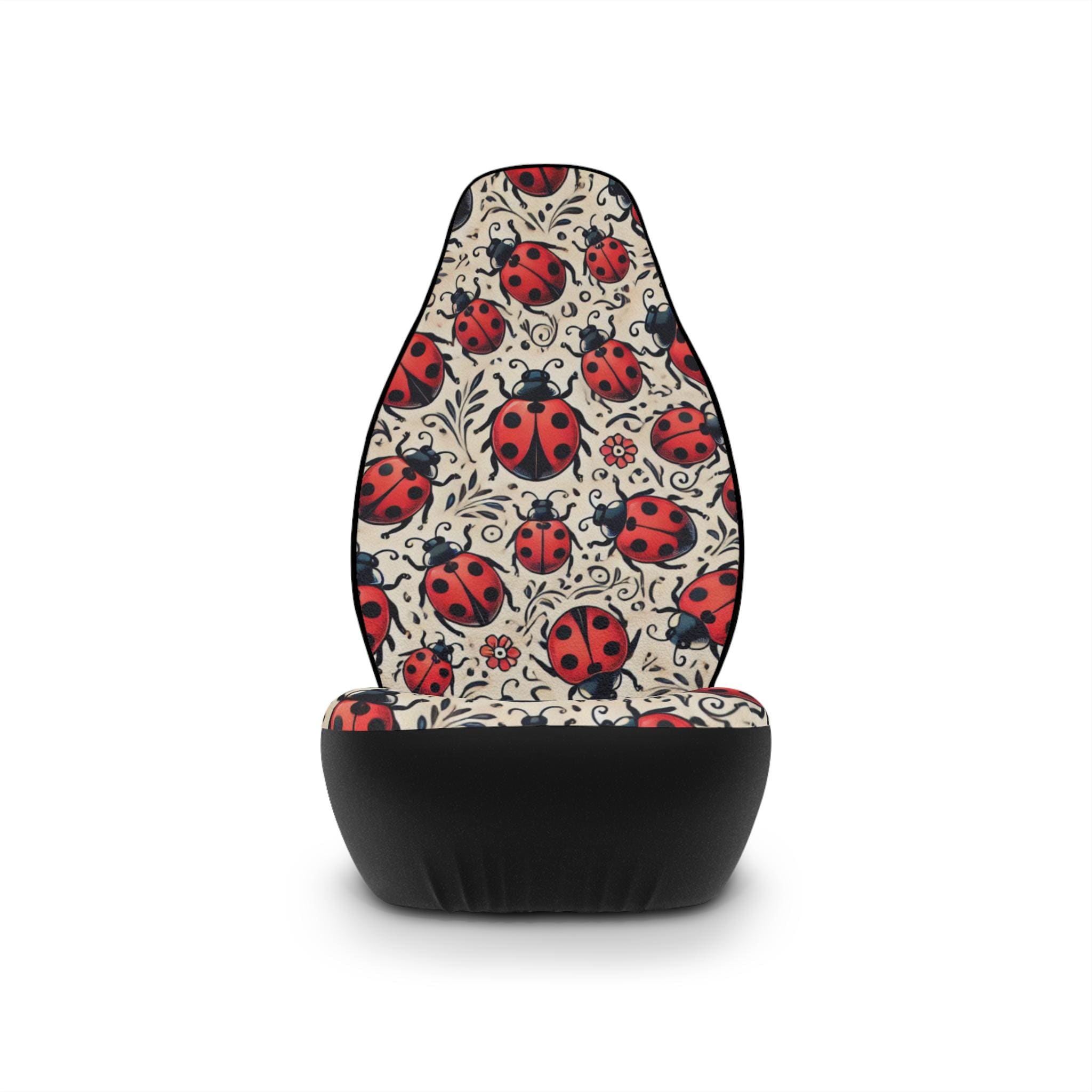 Ladybug Car Seat Covers - Cute Red Bug Design, Vehicle Interior ...