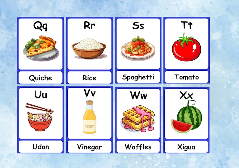 ABC Food Flashcards: Printable Learning Cards for Kids (digital ...