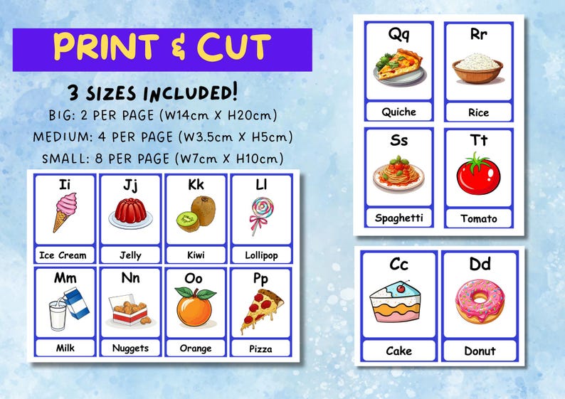 ABC Food Flashcards: Printable Learning Cards for Kids (digital ...