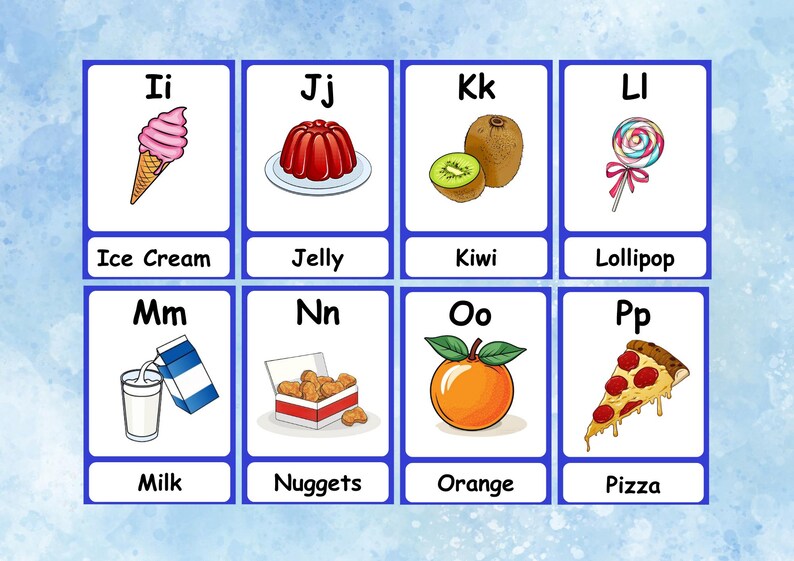 ABC Food Flashcards: Printable Learning Cards for Kids (digital ...