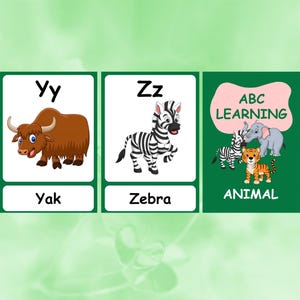 ABC Animal Flashcards: A-Z Printable Learning Cards (digital Download ...