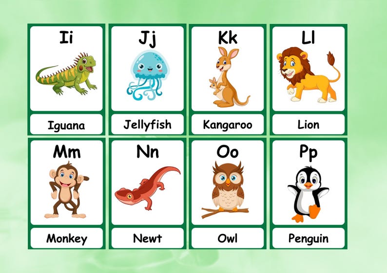 ABC Animal Flashcards: A-Z Printable Learning Cards (digital Download ...