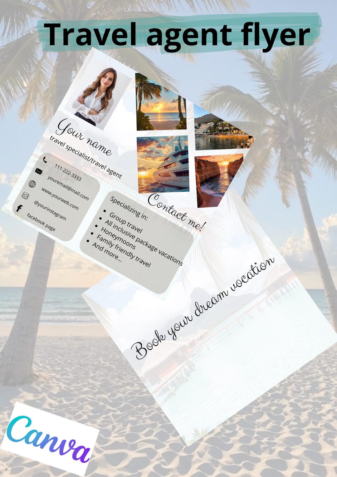 Travel Agent Flyer Templates, Travel Agency Canva Templates - Etsy