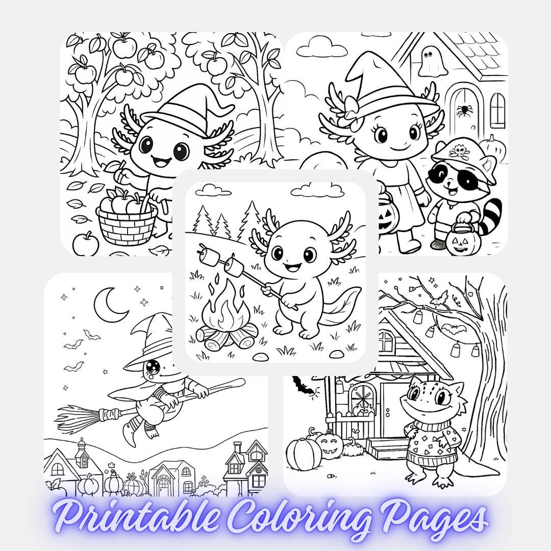 Printable Axolotl Halloween Coloring Pages - Fall Coloring Pdfs ...