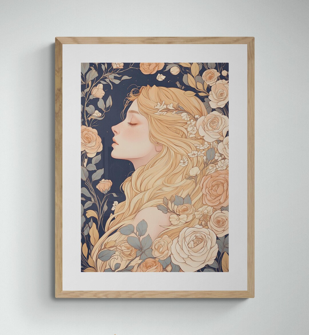 Gustav Klimt Jugendstil Woman Floral Gold Art Print | Vintage Art Decor ...