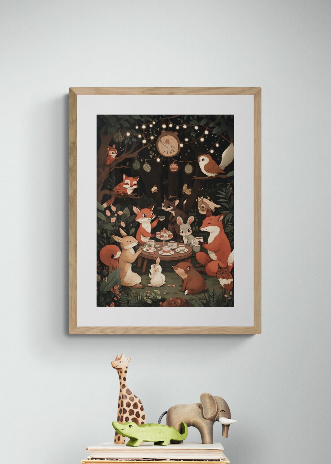 Woodland Tea Party – Enchanting Forest Animal Art, Cozy Nursery Print ...