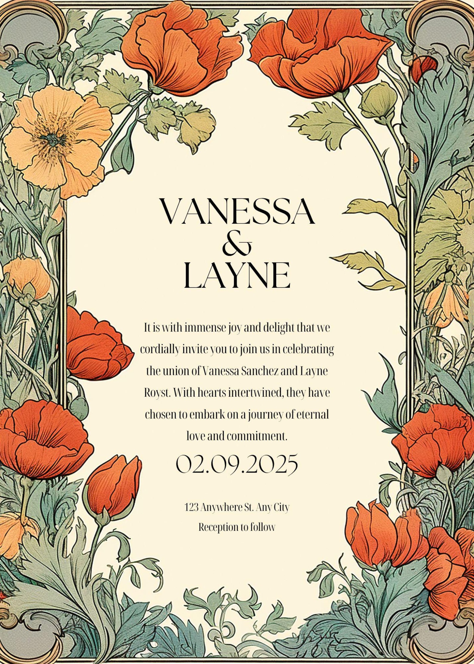 Classic Flowers Wedding Invitation - Etsy