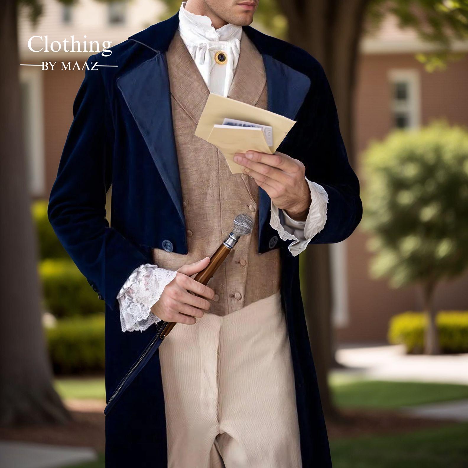 Handmade Blue Wool Tailcoats| Blue Wedding Tailcoat| Men's Regency Complete Outfit| Clothing by ...