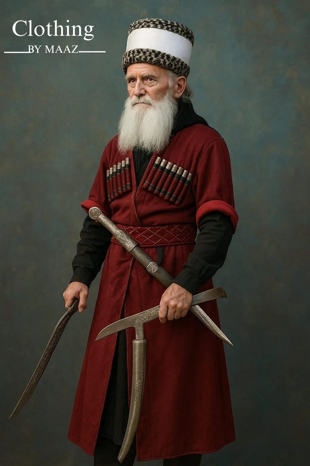 Men's Dark Red Wool Cossack Chokha Coat, Georgian Frock Coat - Etsy