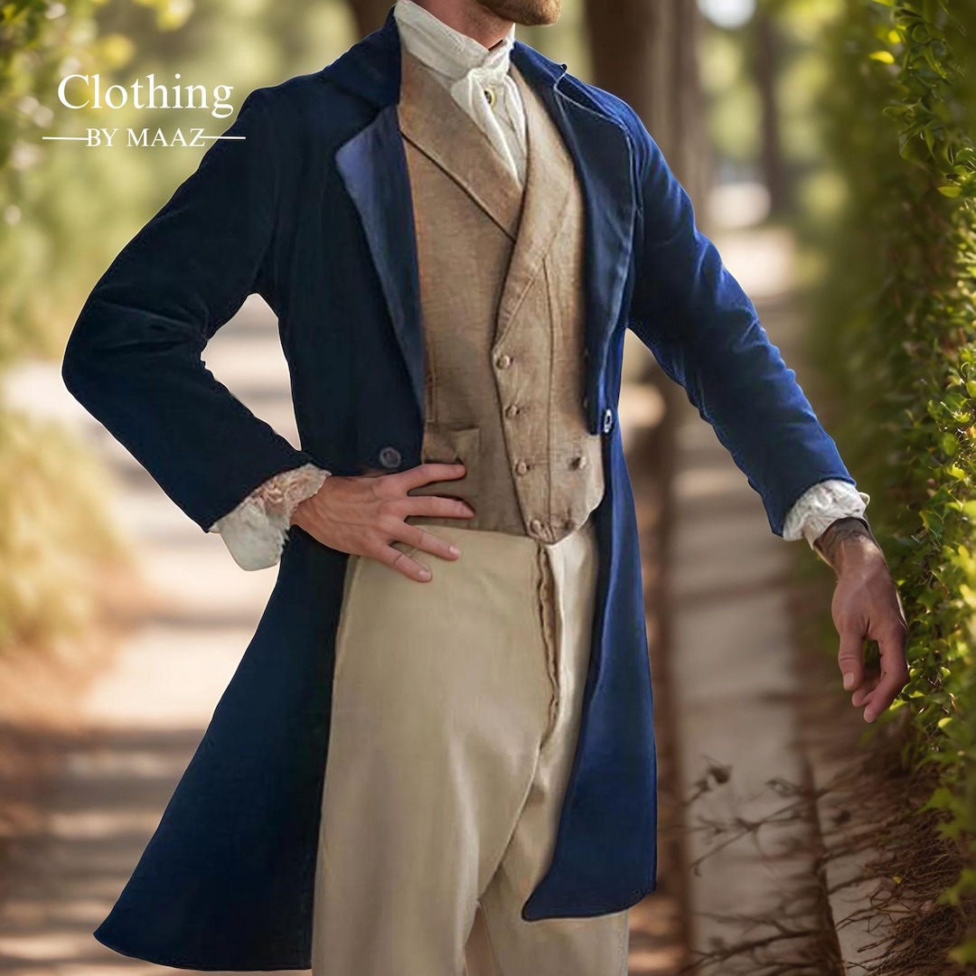 Handmade Blue Wool Tailcoats| Blue Wedding Tailcoat| Men's Regency ...
