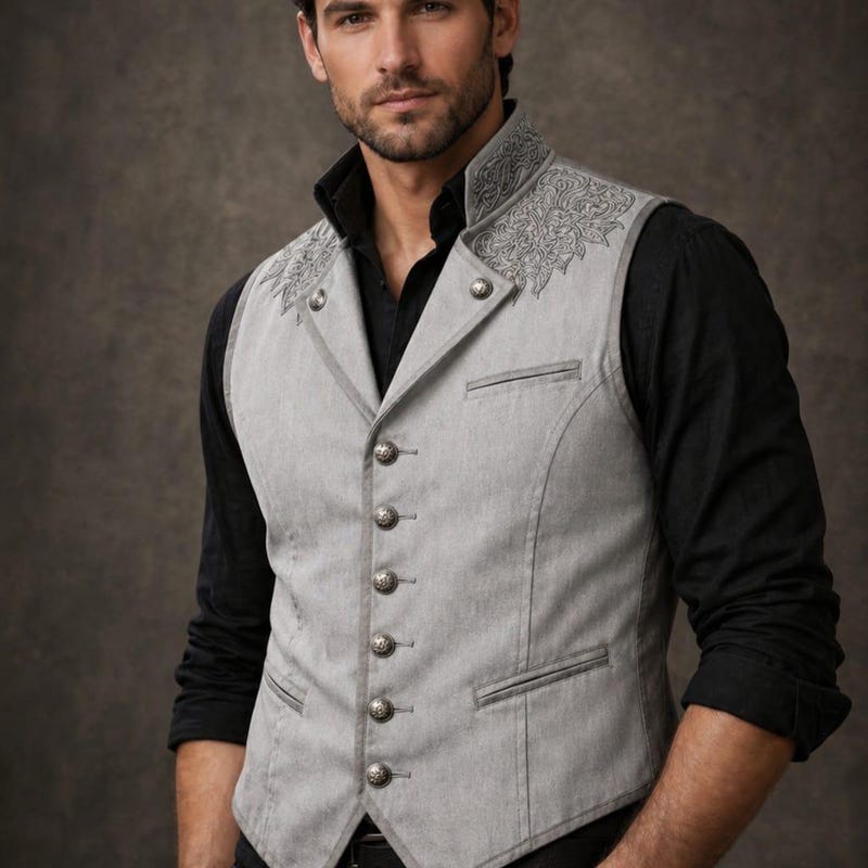 Vintage Gray Waistcoat - Etsy