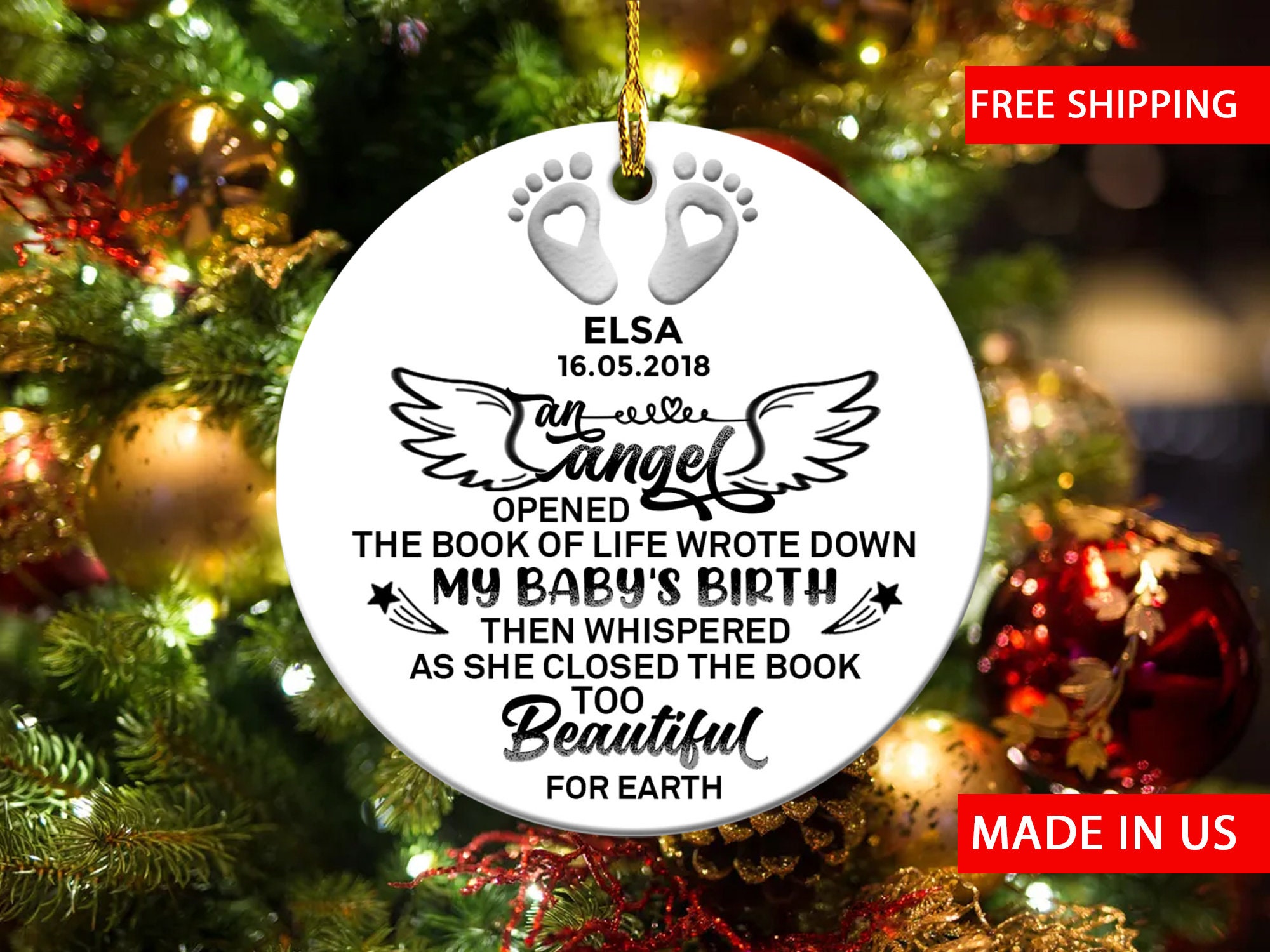 Personalized An Angel Opened The Book Of Life Baby Angel Ornament ...