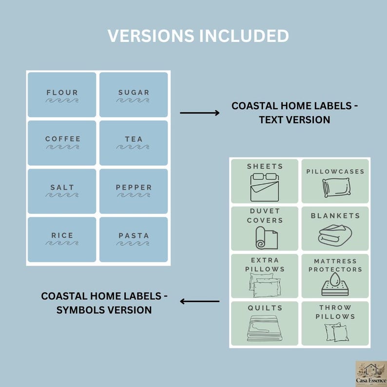Coastal Home Labels Printable Pantry and Cleaning Labels, Editable and ...