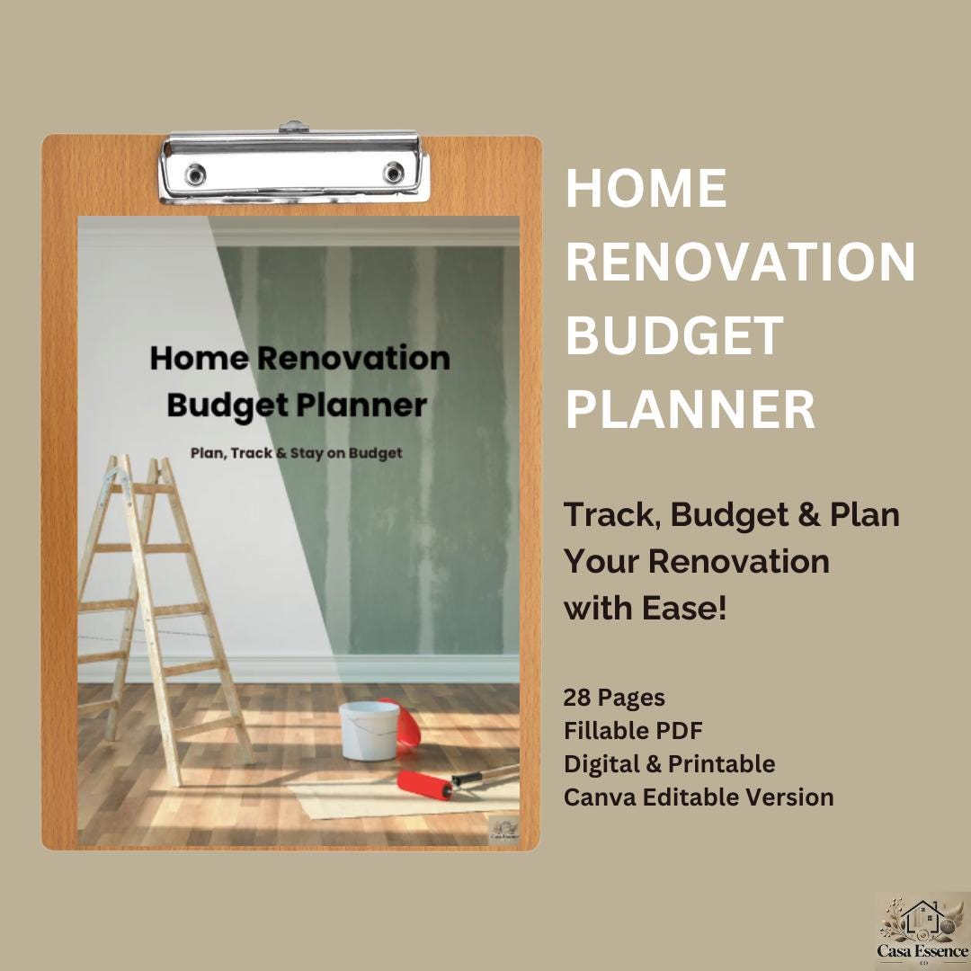 Home Renovation Budget Planner | Editable Canva & Fillable PDF | Home ...