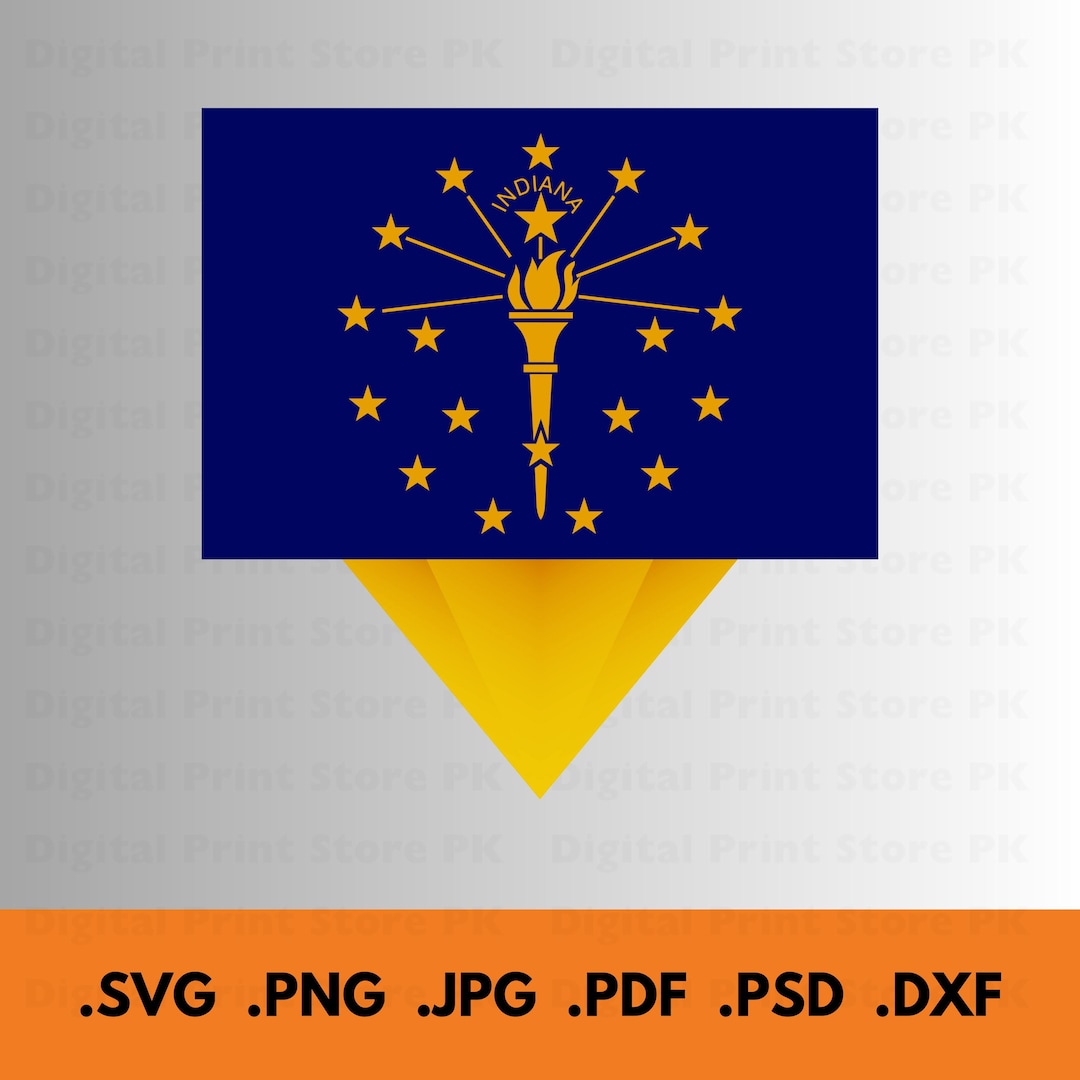 Indiana State Flag Design | Svg Png Jpg Pdf Psd Dxf | Indiana Torch ...