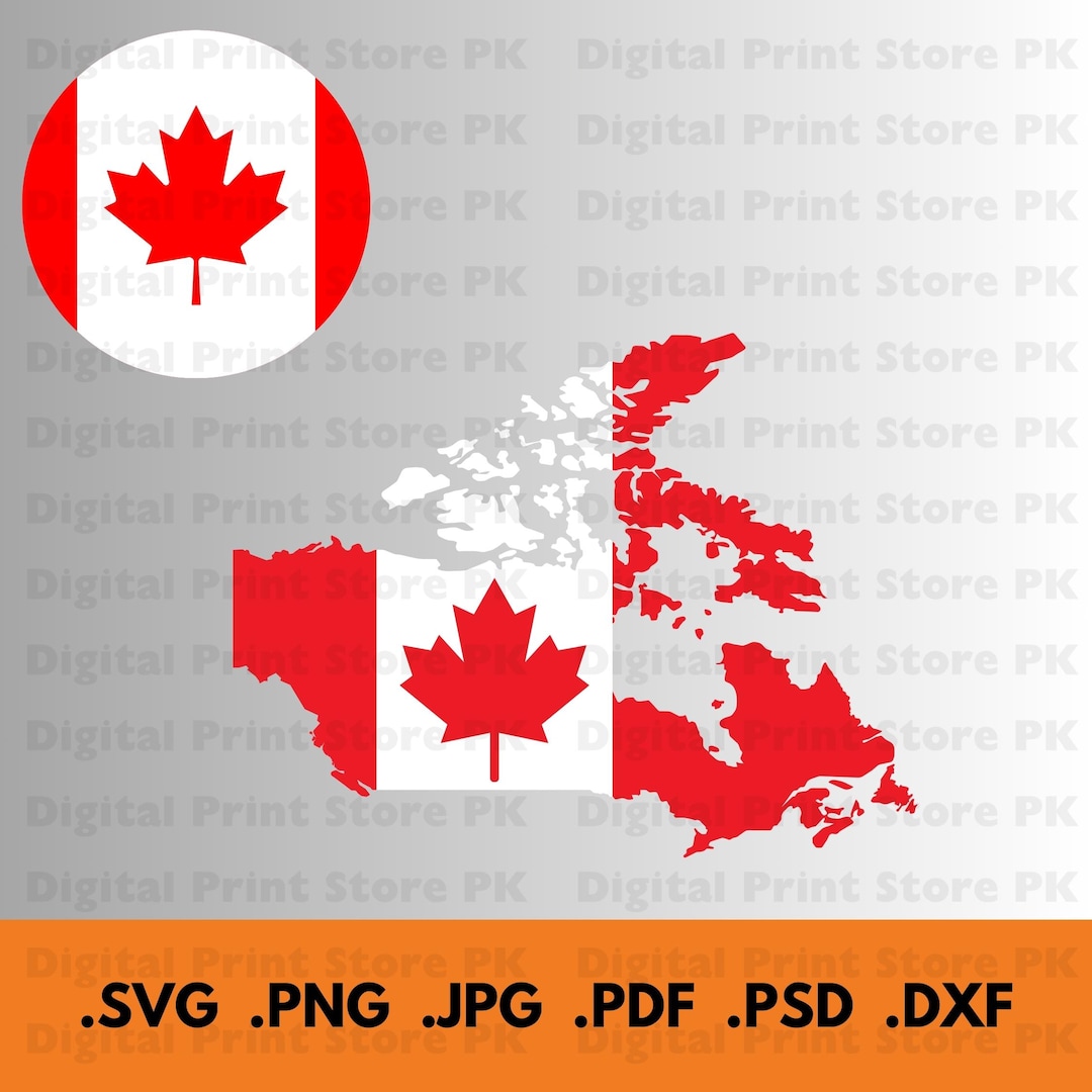Canada Map Flag: DIY Craft Cut File (digital Download) - Etsy