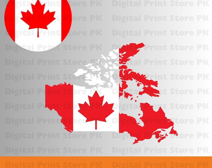 Canada Map Flag - Digital File Download - Svg, Png, Dxf, Eps, Jpg ...