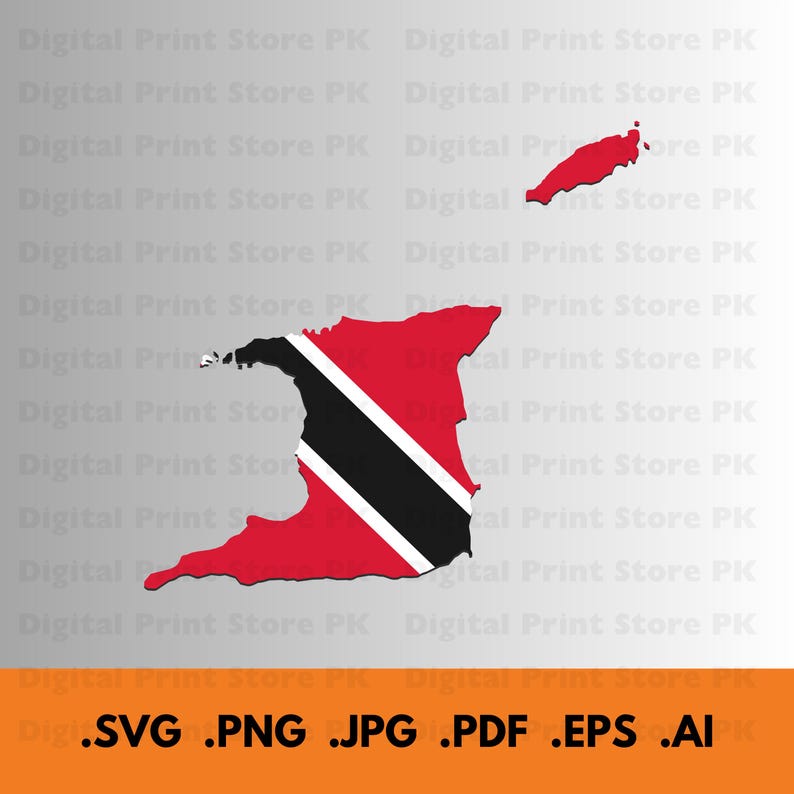 Trinidad and Tobago Map Digital Download | Svg, Png, Jpg, Pdf, Eps, Ai ...