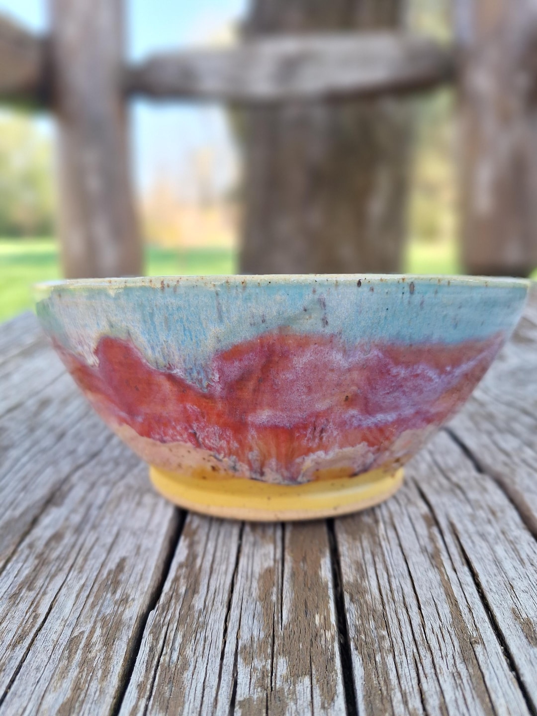 Handmade Sunset Ceramic Bowl: Rustic Stoneware Pottery (24 Oz) - Etsy