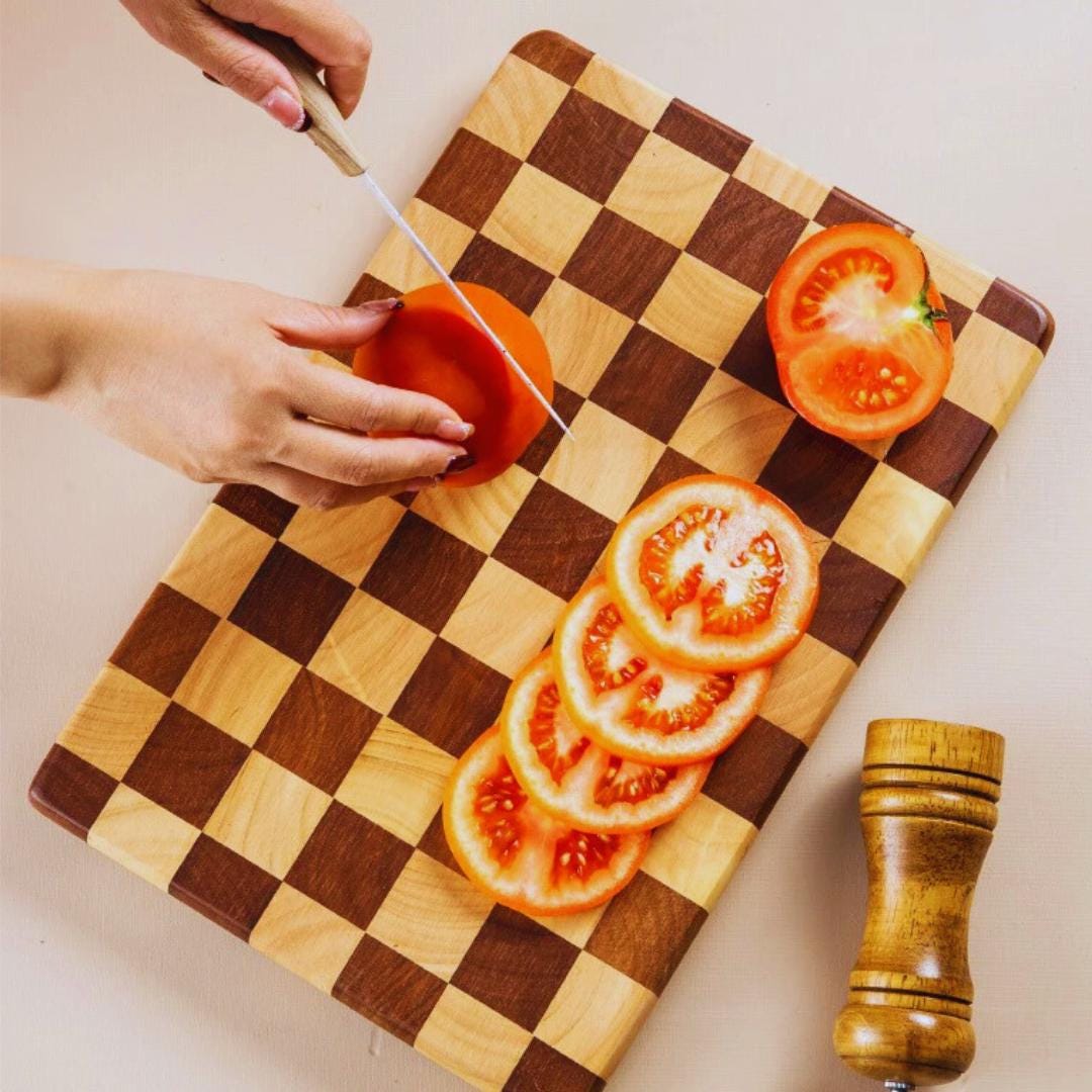 Checker Board Solid Wood Chopping Board - Etsy