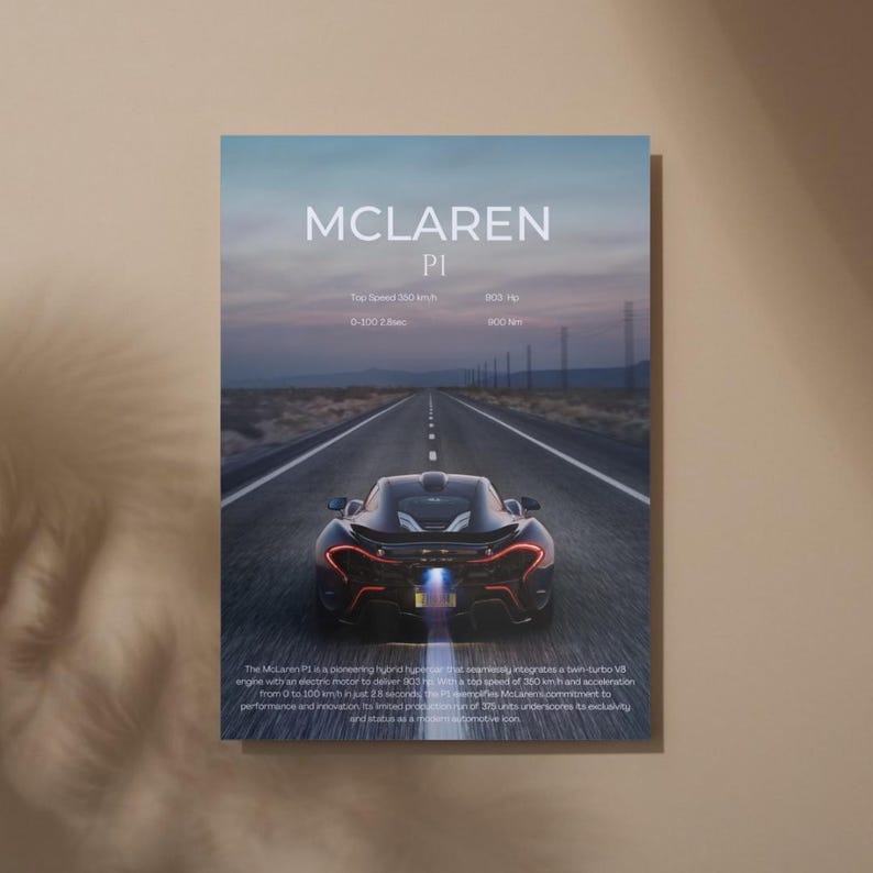 Mclaren P1 Poster | Hypercar Wall Art Print | Physical Supercar Poster ...