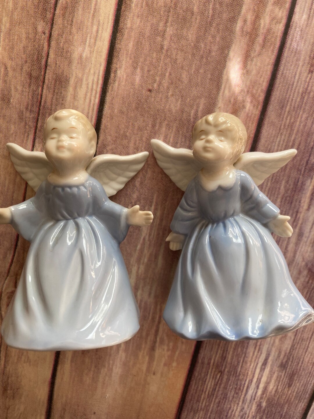 Vintage LEFTON Matching Pair of Kissing Bell Angels, Vintage Christmas ...