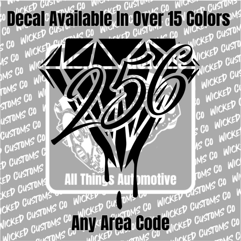 Custom Diamond Area Code Vinyl Decal for Cars & Trucks - Etsy