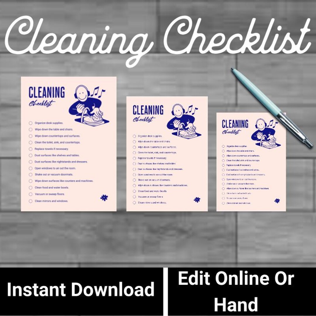 House Cleaning Checklist, A3, A4, A5, Instant Download PDF - Etsy