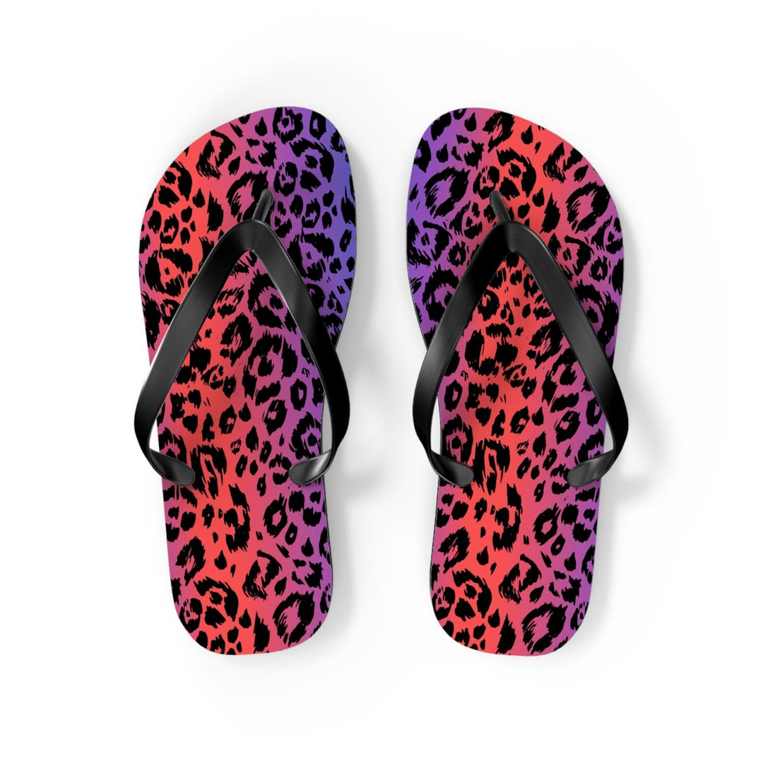 Leopard Flip Flops for Women and Teens, Bold Animal Pattern Sandals ...
