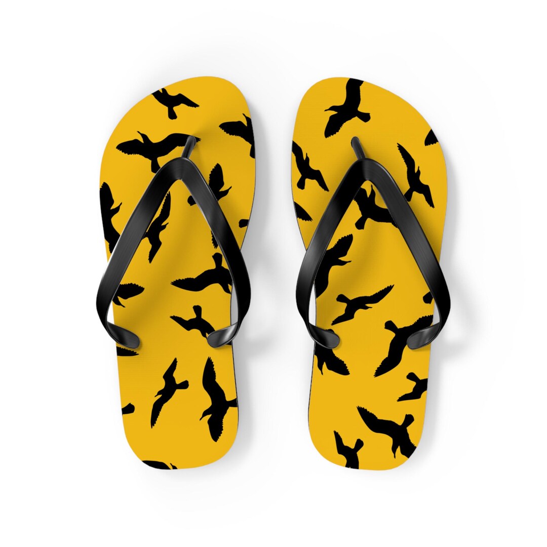 Flying Bird Flip Flops for Women and Men, Yellow Minimalist Sandals ...