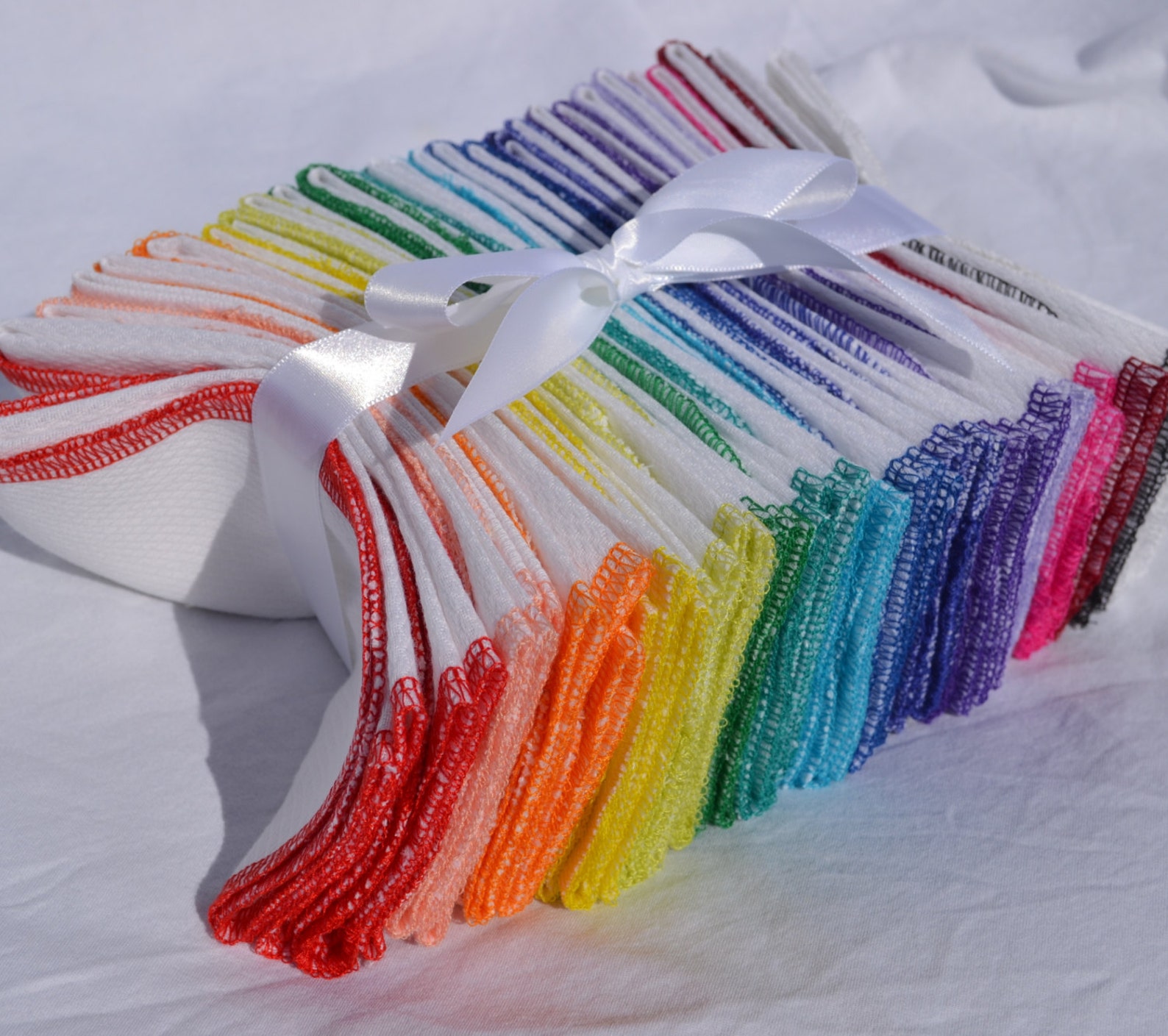 Big Stack of 30 Rainbow Assortment White Cotton Birdseye - Etsy