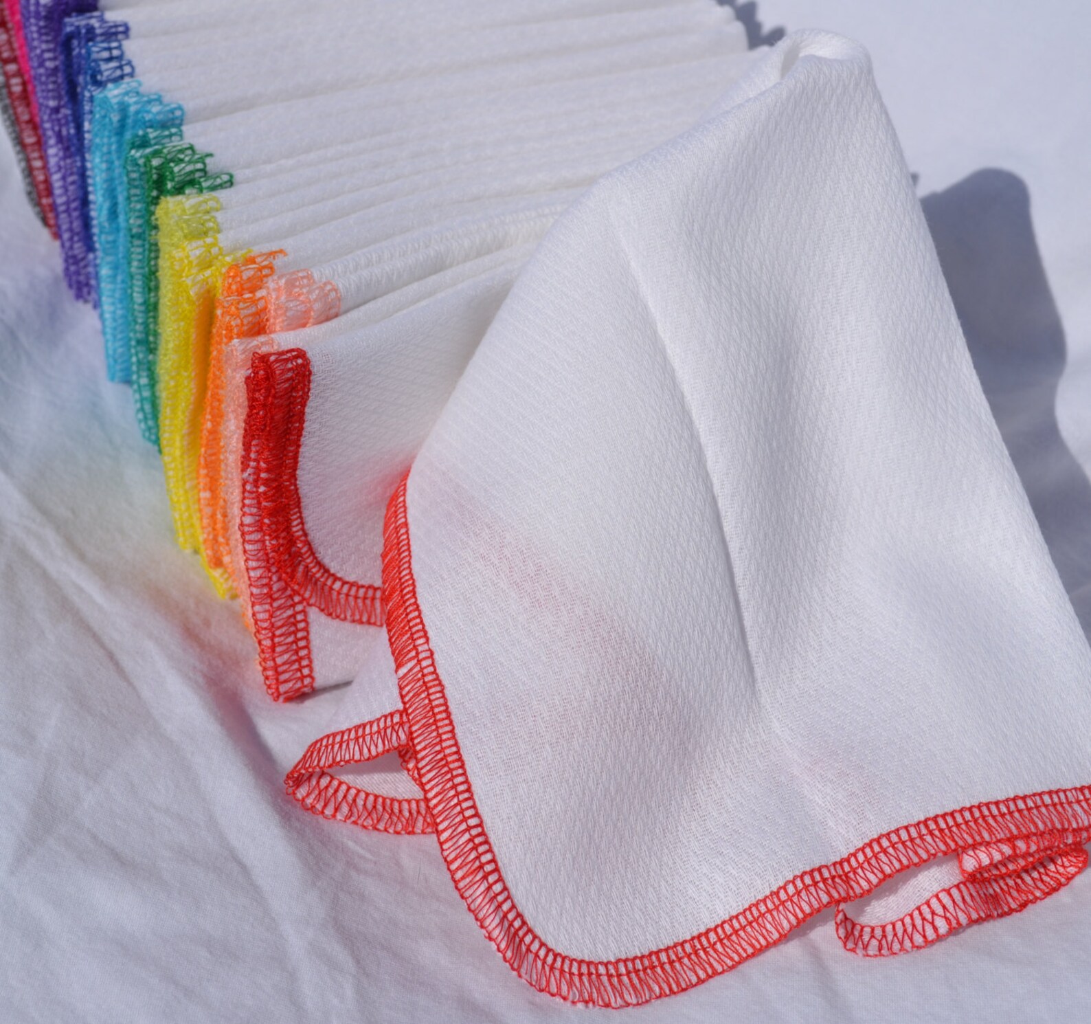 Big Stack of 30 Rainbow Assortment White Cotton Birdseye - Etsy